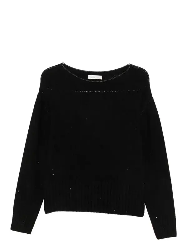 Liviana Conti Sequin-embellished Boat-neck Sweater - Black