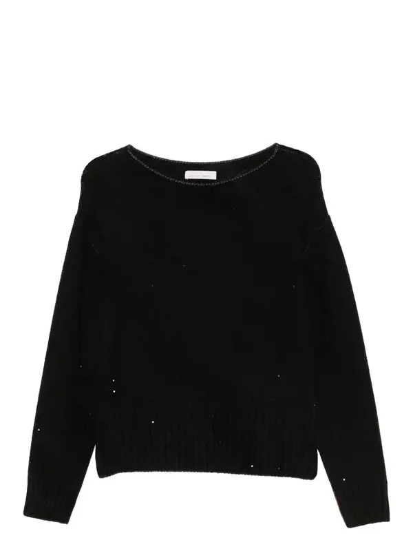 Liviana Conti Sequin-embellished Boat-neck Sweater - Black