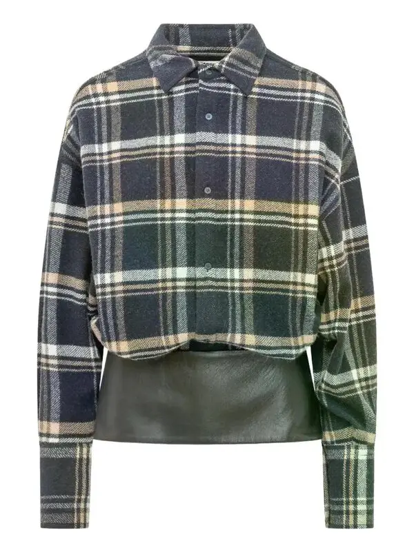 DARKPARK Barbara Checked Leather-panel Shirt - Blue