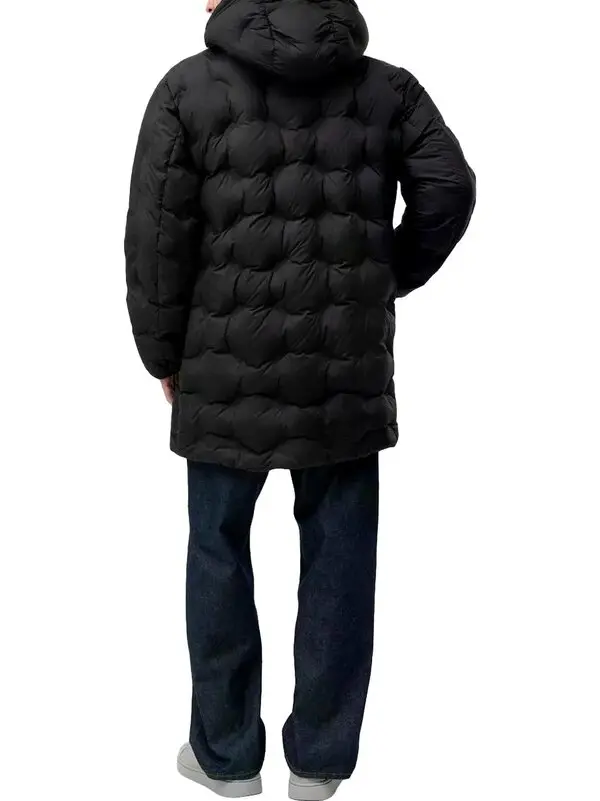 Hugo Hooded Puffer Coat With Patch Pockets - Black