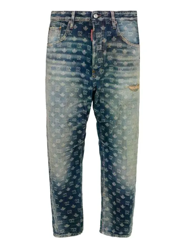 Dsquared2 Monogram Dirty-wash Kawaii Jeans - Blue