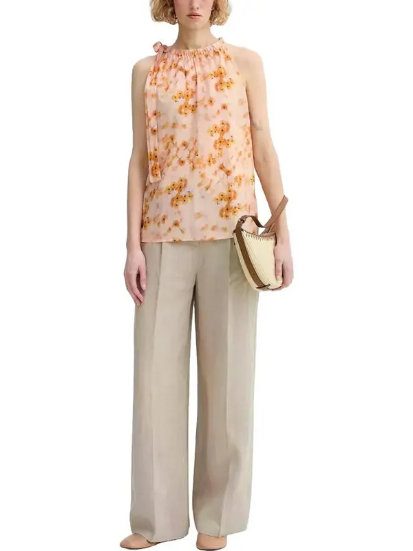 Marc O'polo Floral-print Tie-neck Top - Pink