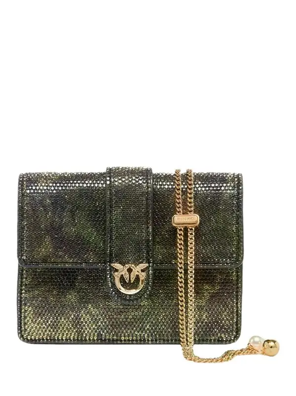 Pinko Love Birds Crystal-embellished Mini Bag - Green