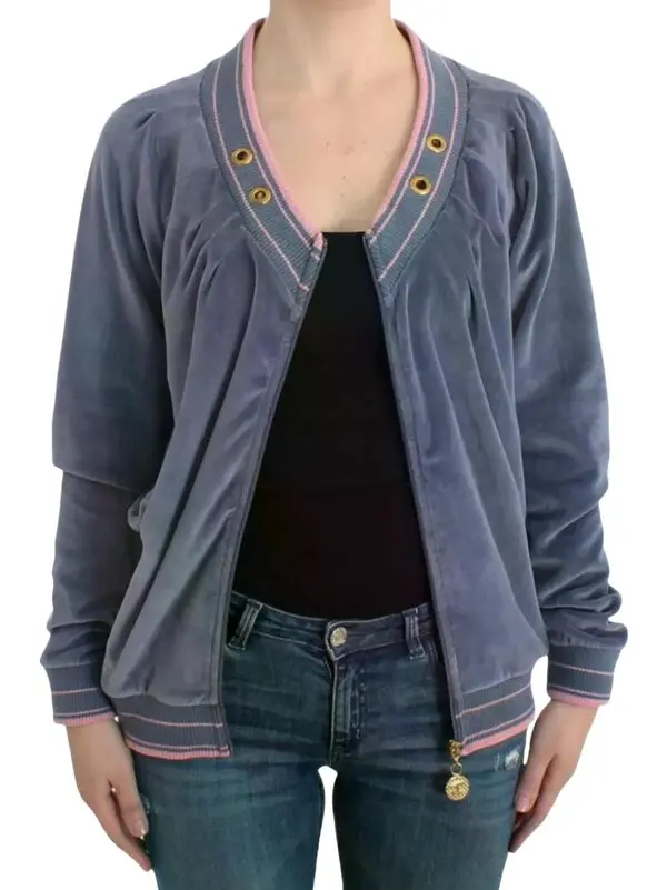 Roberto Cavalli Velour Zip-up Track Jacket - Blue
