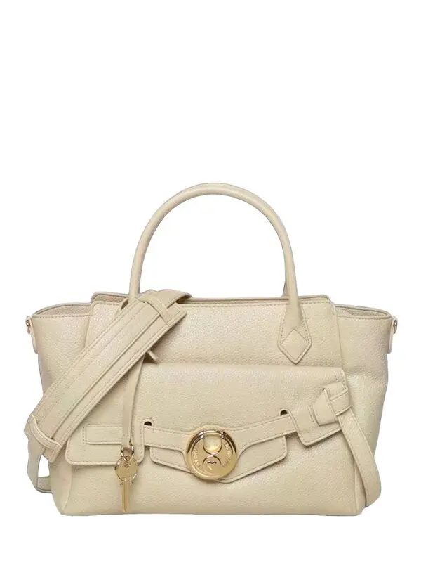 Moschino Logo-plaque Pebbled Tote Bag - Neutrals