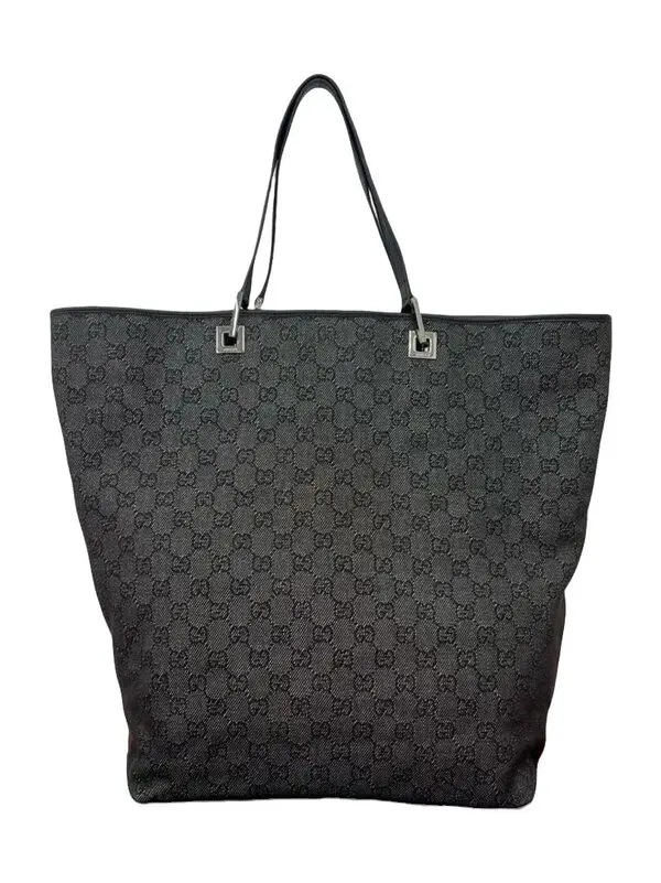 Gucci 1990-2000 Large Gg Canvas Shopper Tote Bag - Black