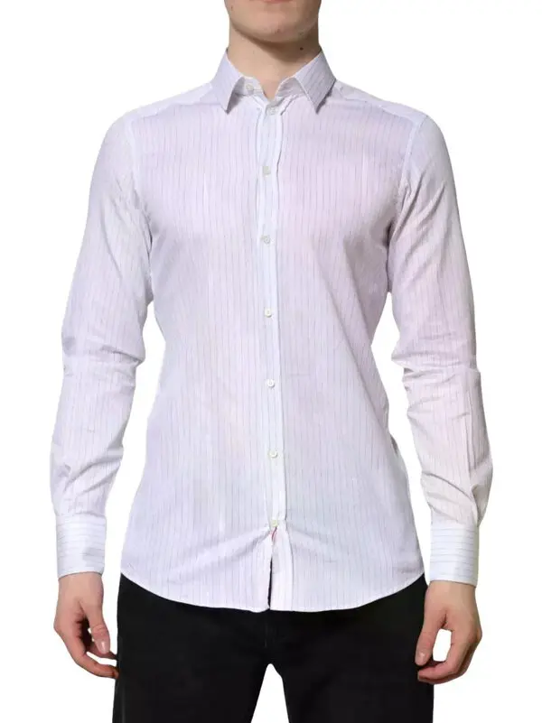 Dolce & Gabbana Striped Poplin Martini Shirt - White