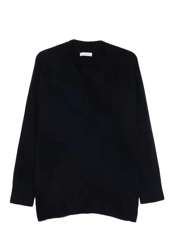 Liviana Conti Ribbed-trim V-neck Sweater - Blue