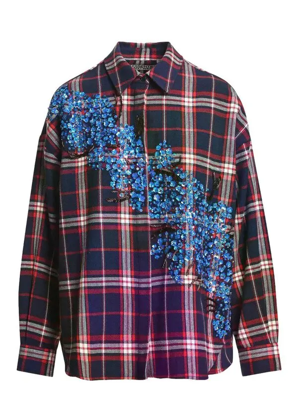 Essentiel Antwerp Kirke Sequin-embellished Checked Shirt - Blue