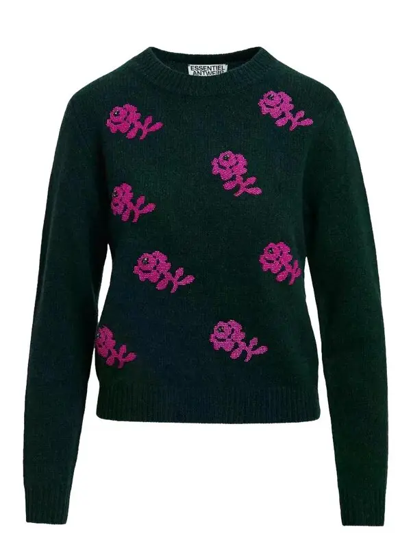 Essentiel Antwerp Floral-jacquard Bead-embellished Sweater - Pink