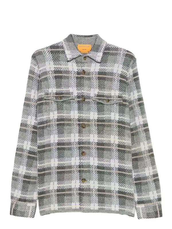 Guest In Residence Check-pattern Button-up Overshirt - Grey