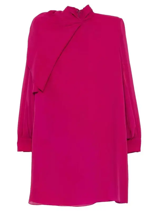 Valentino Garavani Draped-panel Long-sleeve Mini Dress - Pink
