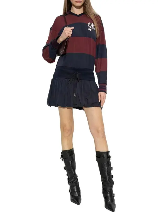 Off-White Striped Logo-patch Mini Dress - Blue