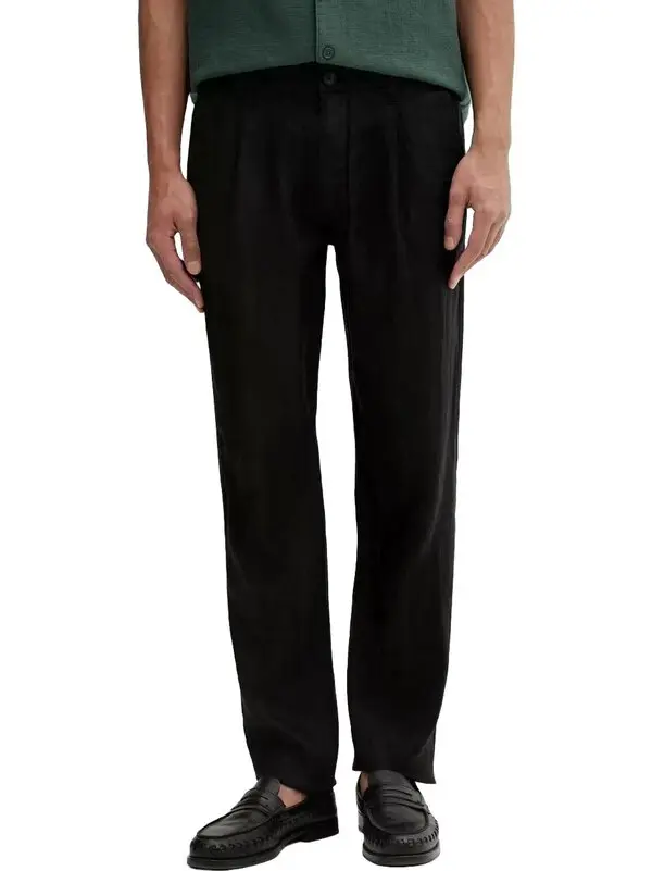 Marc O'polo Pleated Straight-leg Trousers - Black