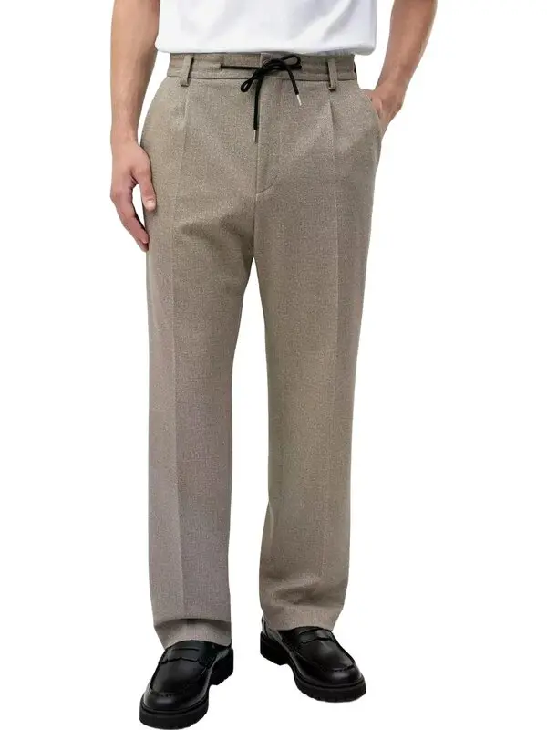 Hugo Drawstring-waist Pleated Trousers - Neutrals