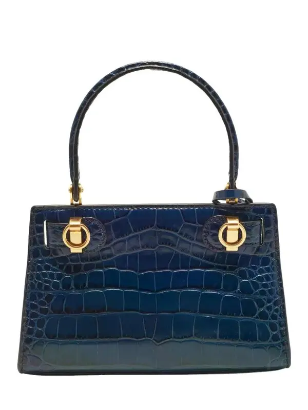 Tory Burch Lee Radziwill Croc-embossed Top Tote Bag - Blue