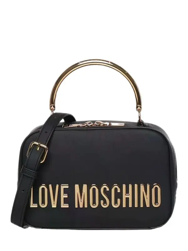 Moschino Logo-lettering Metal-handle Tote Bag - Black