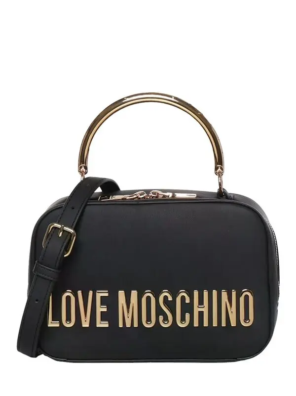 Moschino Logo-lettering Metal-handle Tote Bag - Black