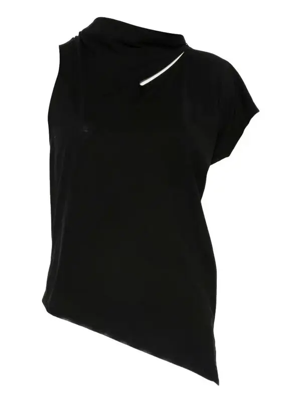 Issey Miyake Asymmetric Cut-out Top - Black