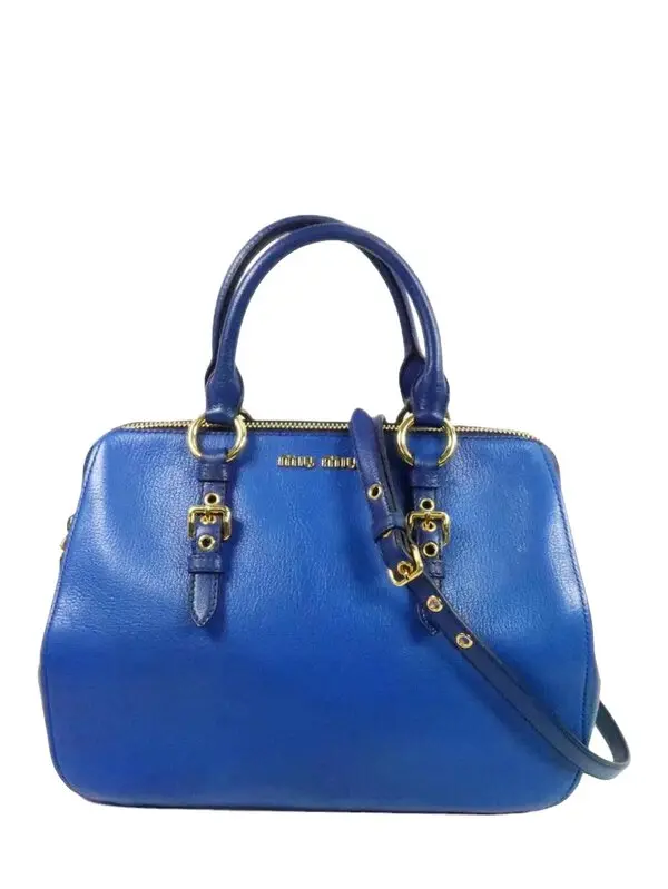 Miu Miu 2-way Buckled Calf Leather Shoulder Bag - Blue
