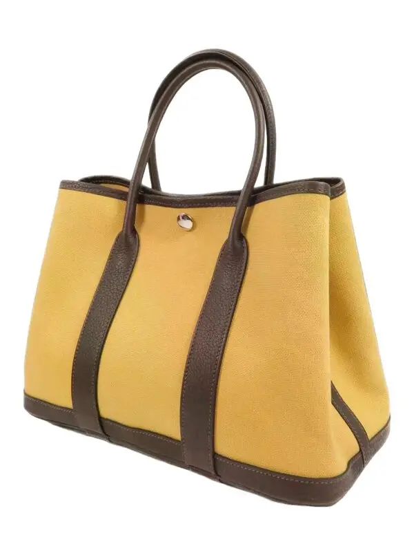 Hermès Tpm Garden Party Toile H Tote Bag - Yellow
