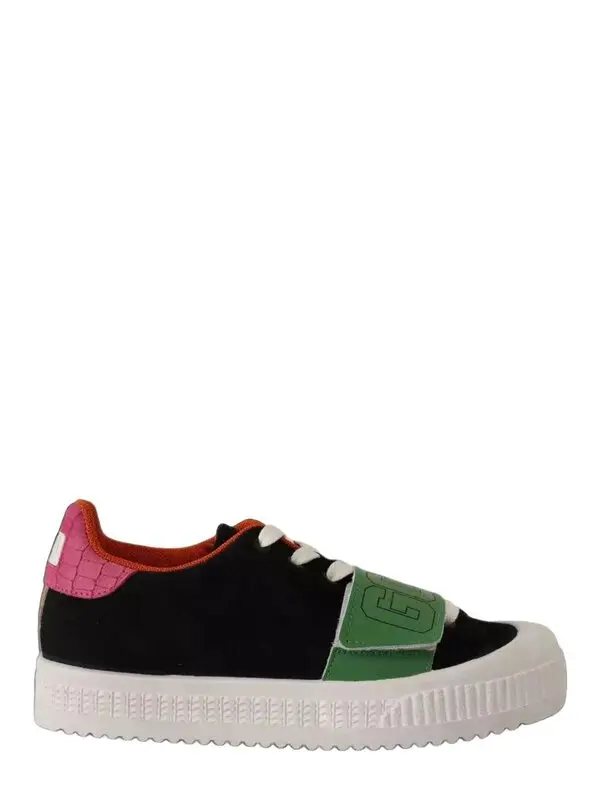 Gcds Logo-strap Suede Sneakers - Black