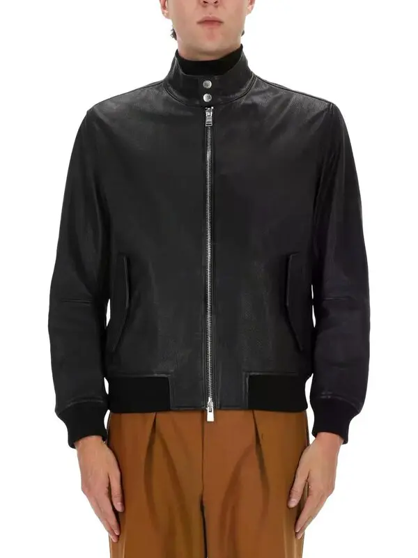 BOSS Zip Leather Jacket - Black