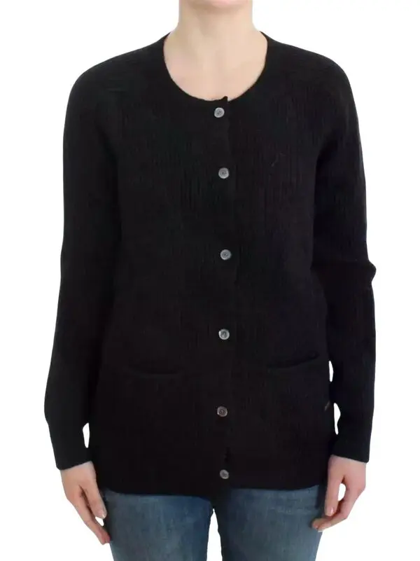 John Galliano Ribbed-knit Wool Cardigan - Black