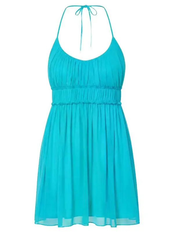 Patrizia Pepe Ruched Halterneck Mini Dress - Blue