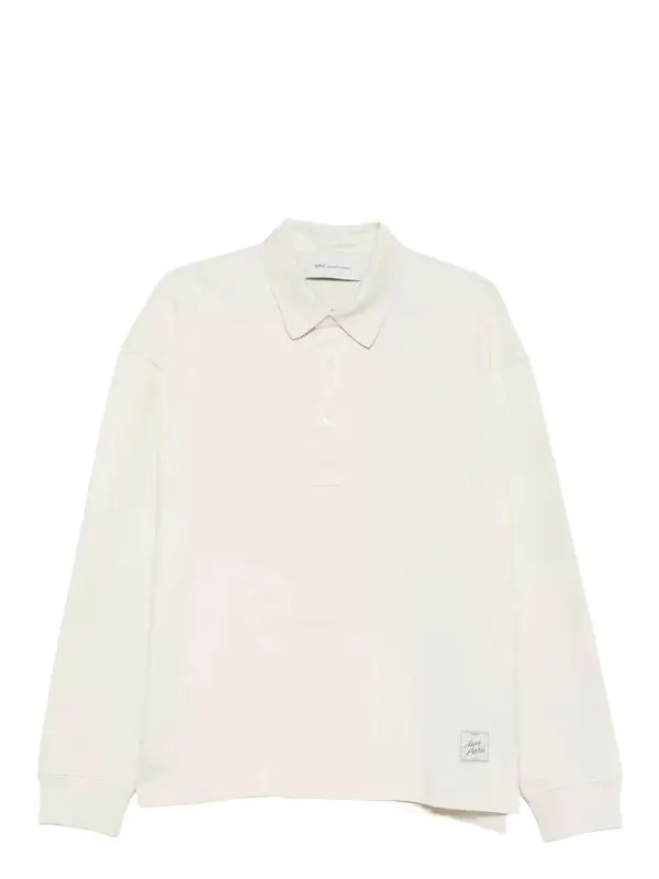 AMI Paris Logo-patch Polo Shirt - Neutrals