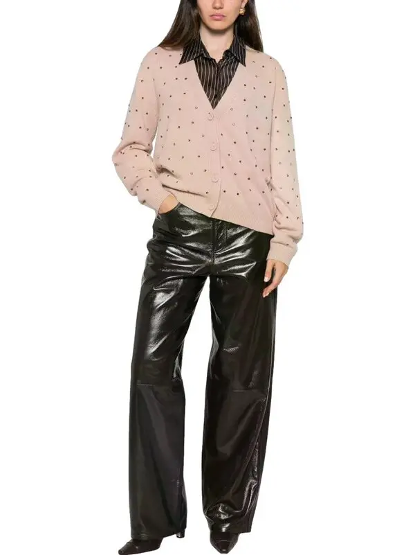 Liviana Conti Crystal-embellished V-neck Cardigan - Pink