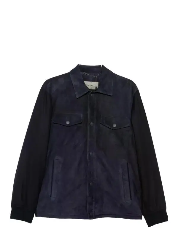 Canali Suede Panelled Jacket - Blue