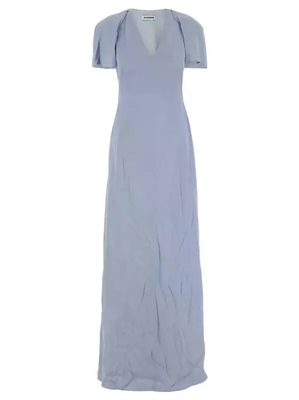 JIL SANDER Ruffled V-neck Maxi Dress - Blue