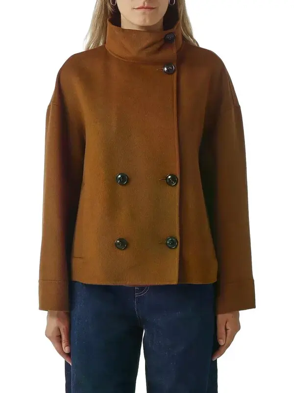 Max Mara Aceri Double-breasted High-neck Coat - Brown