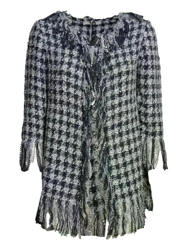 CHARLOTT Fringe-trimmed Tweed Jacket - Blue