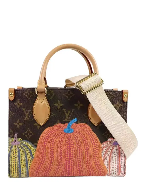 LOUIS VUITTON X Yk Onthego Pm Pumpkin-print Tote Bag - Brown