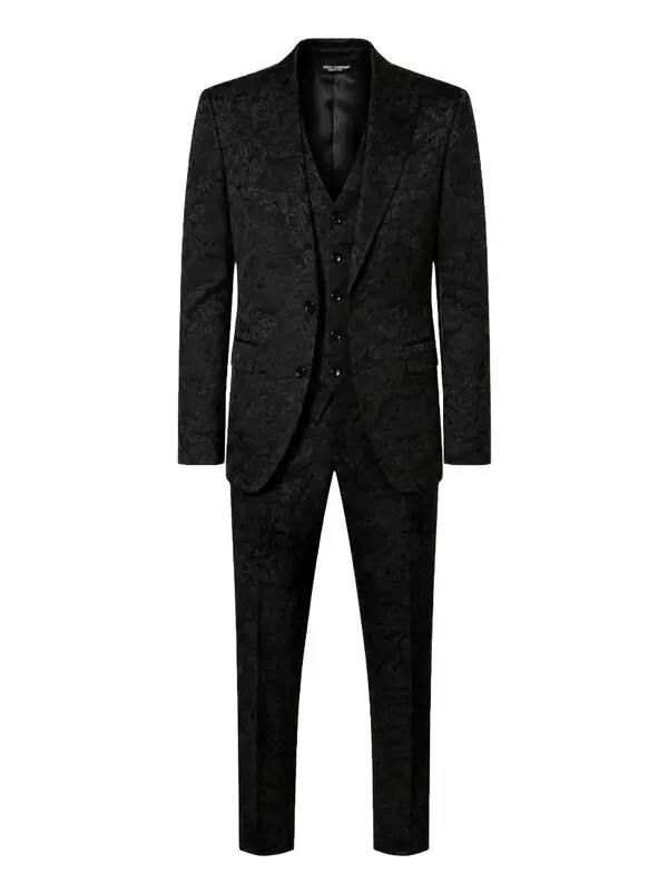 Dolce & Gabbana Martini Floral-brocade Suit - Black