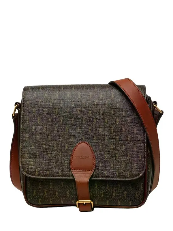 Saint Laurent 2021 Medium Coated Canvas Le Monogramme Buckle Crossbody Bag - Brown