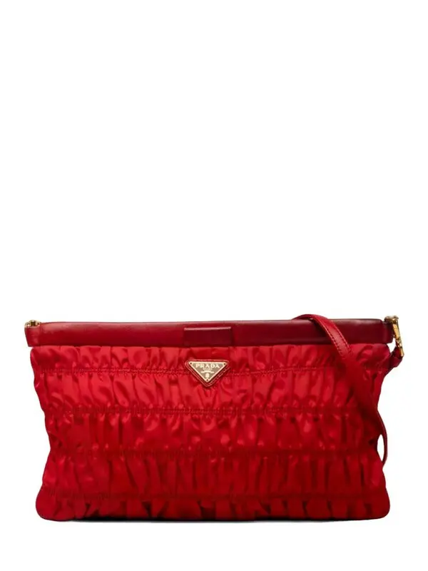 Prada 2000-2013 Tessuto Gaufre Crossbody Bag - Red