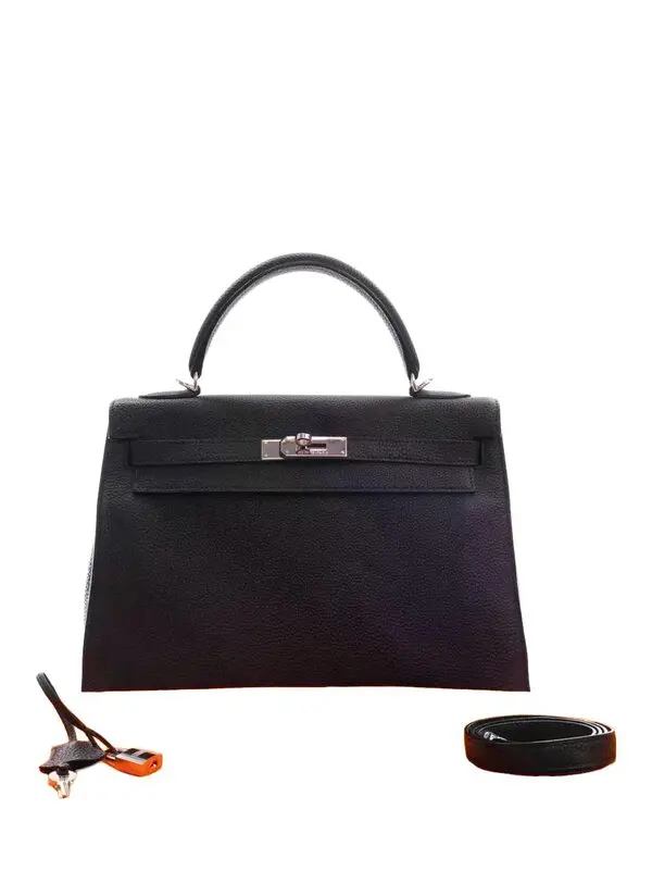 Hermès 2004 Togo Kelly Ii Sellier 32 Satchel - Black