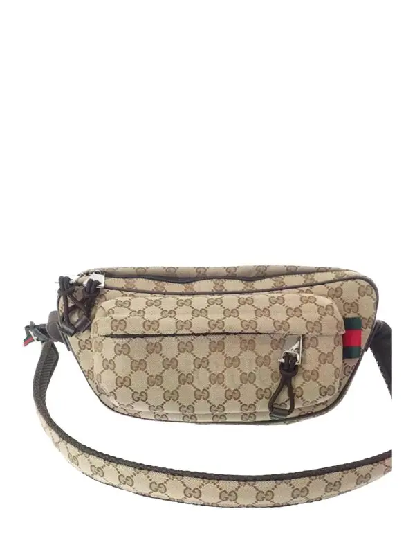 Gucci 2000-2026 Small Gg Canvas Web Crossbody Bag - Neutrals