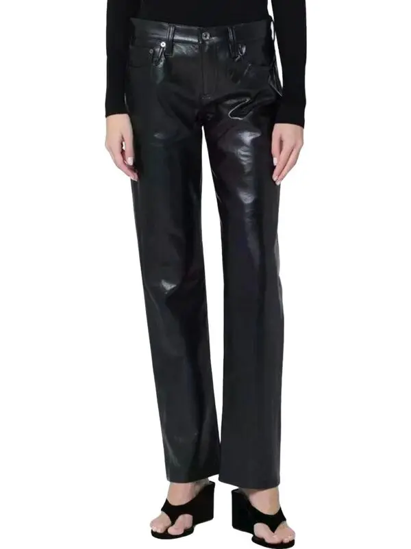 AGOLDE Straight-leg Leather Trousers - Black