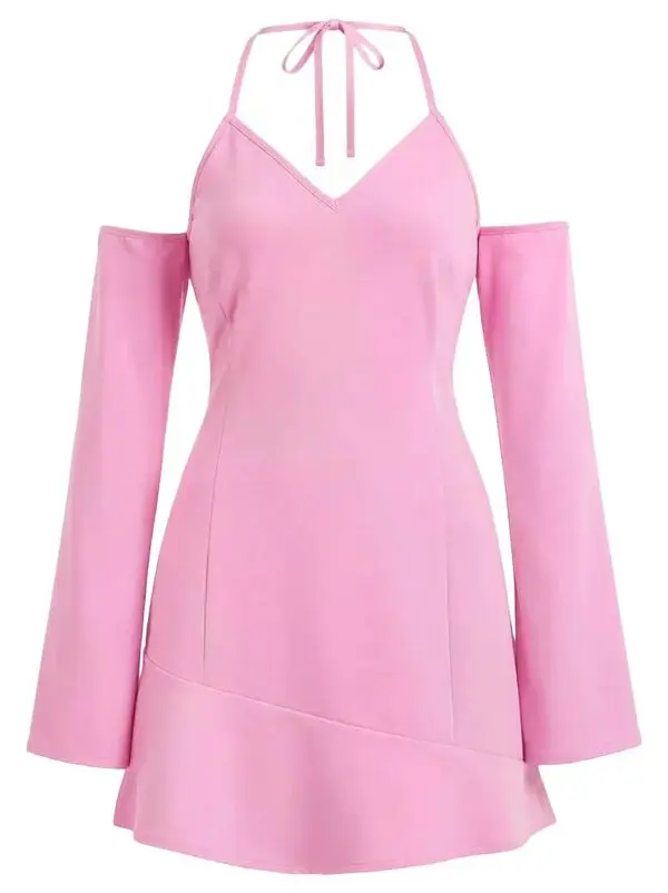 Moschino Cold-shoulder Halterneck Mini Dress - Pink