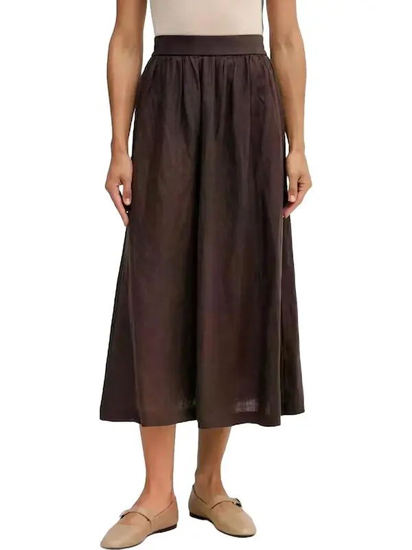 BENETTON Elasticated-waist Midi Skirt - Brown