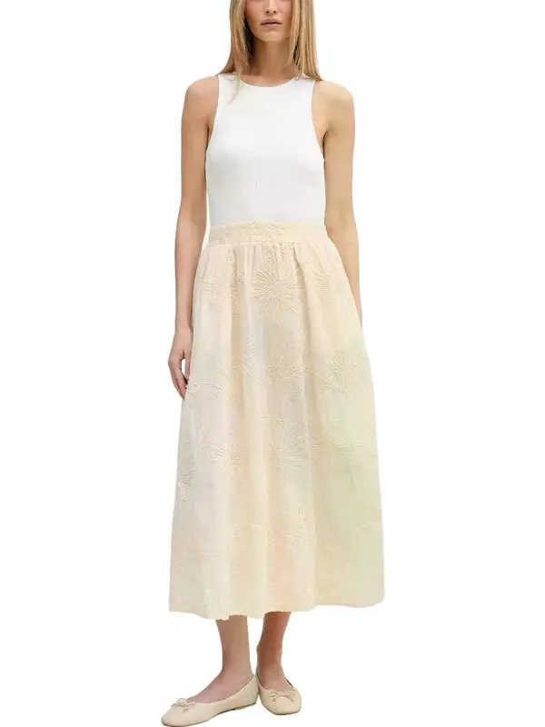 BENETTON Floral-embroidered Sleeveless Midi Dress - Neutrals