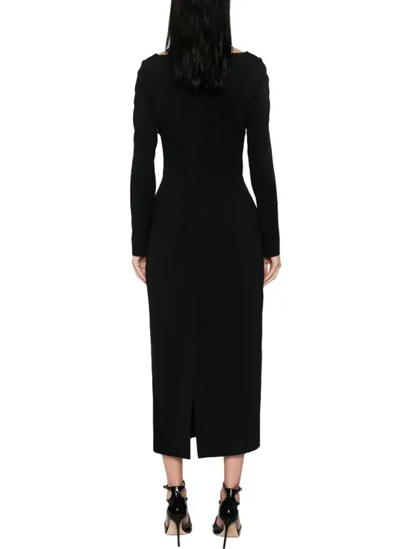 Elie Saab Cady Lace-trim Draped-detail Midi Dress - Black