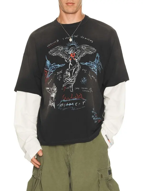 REPRESENT Heavier Than The Heavens Long Sleeve Tee In Black - Washed Black