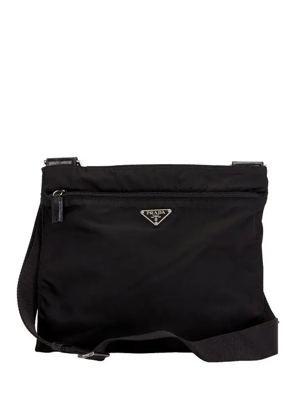 Prada Tessuto Flat Messenger Bag - Black
