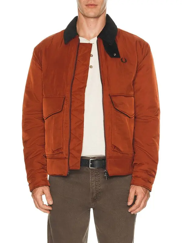Fred Perry Nylon Caban Jacket In Red - Brandy
