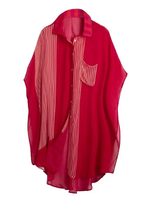 Saachi Flowy Striped Oversized Shirt - Red